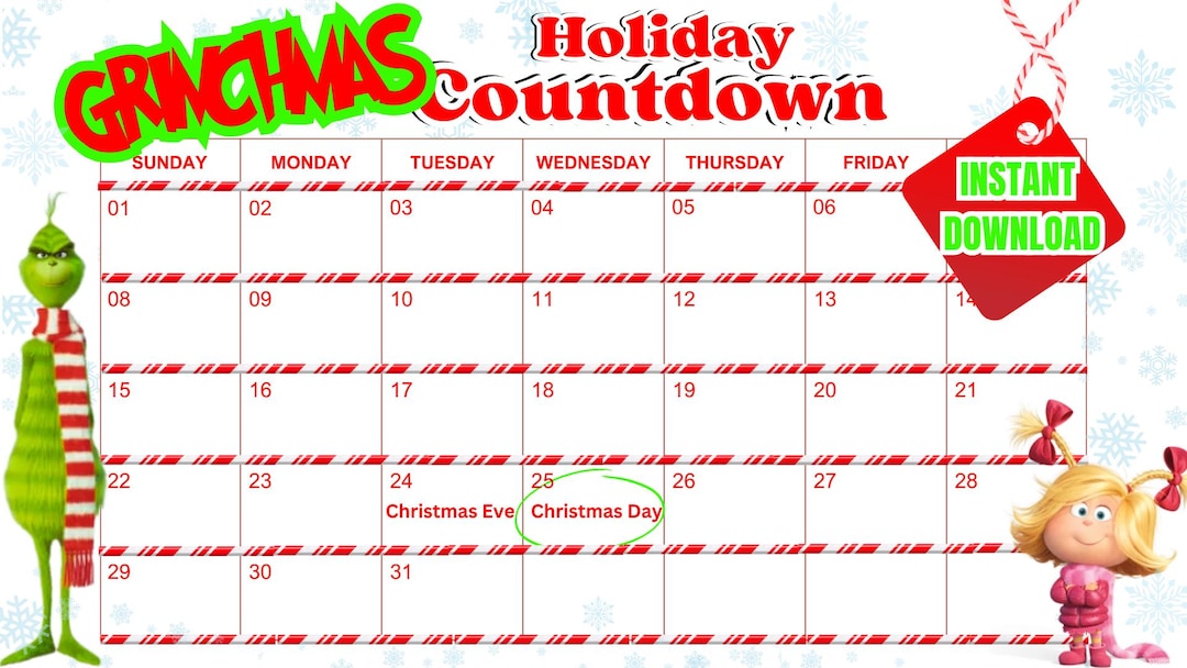 Grinch, Grinch Calendar, Grinch Holiday Decor, Grinch Christmas ...