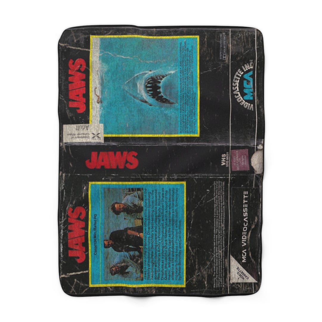 Personalized CUSTOM Distressed Retro 80s Jaws VHS Movie Case Sherpa ...