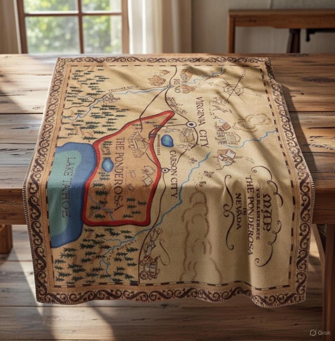 Nostalgia Retro Bonanza TV Ponderosa Map Sherpa Blanket 50x60 Rustic ...