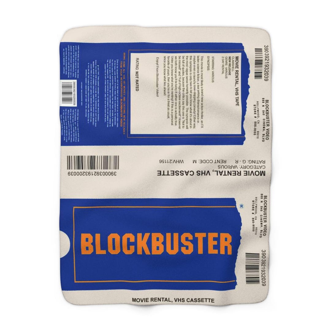 80s, Retro, Blockbuster Rental Clam Shell VHS Movie Cover Blanket ...