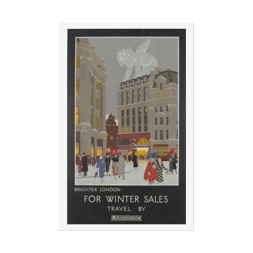 Vintage London Tube Poster: Brighter London for Winter Sales - Etsy