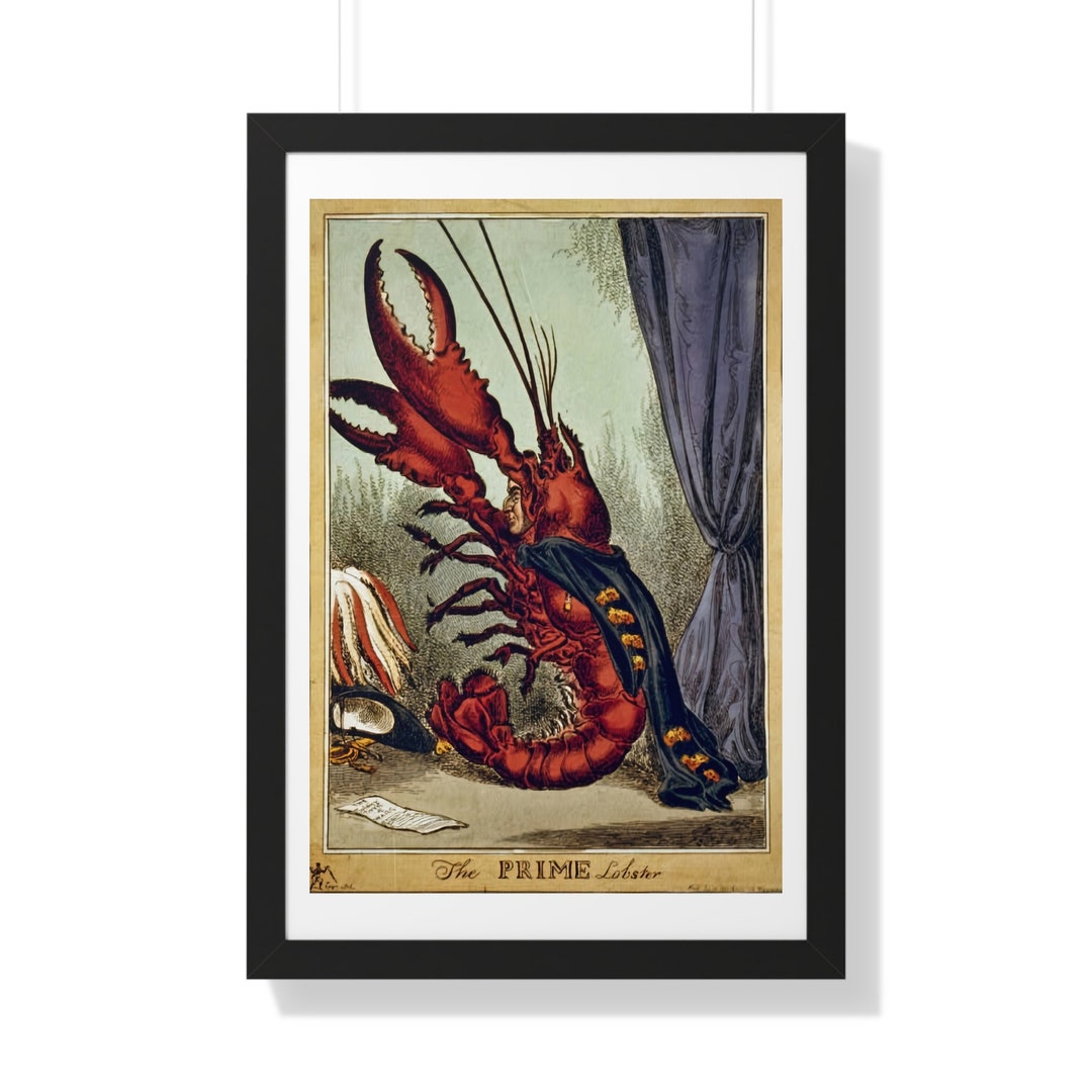 Framed Vintage Political Satire Poster: the Prime Lobster - Etsy
