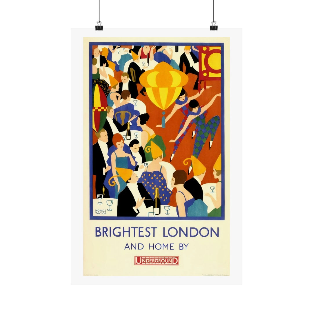 Vintage London Tube Poster: Brightest London and Home by Underground - Etsy