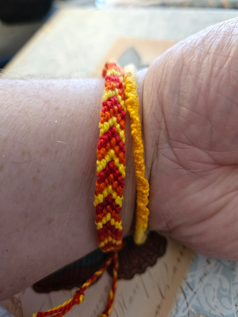 Bright Red Orange Yellow Friendship Bracelet Set four Bracelets, 90s ...
