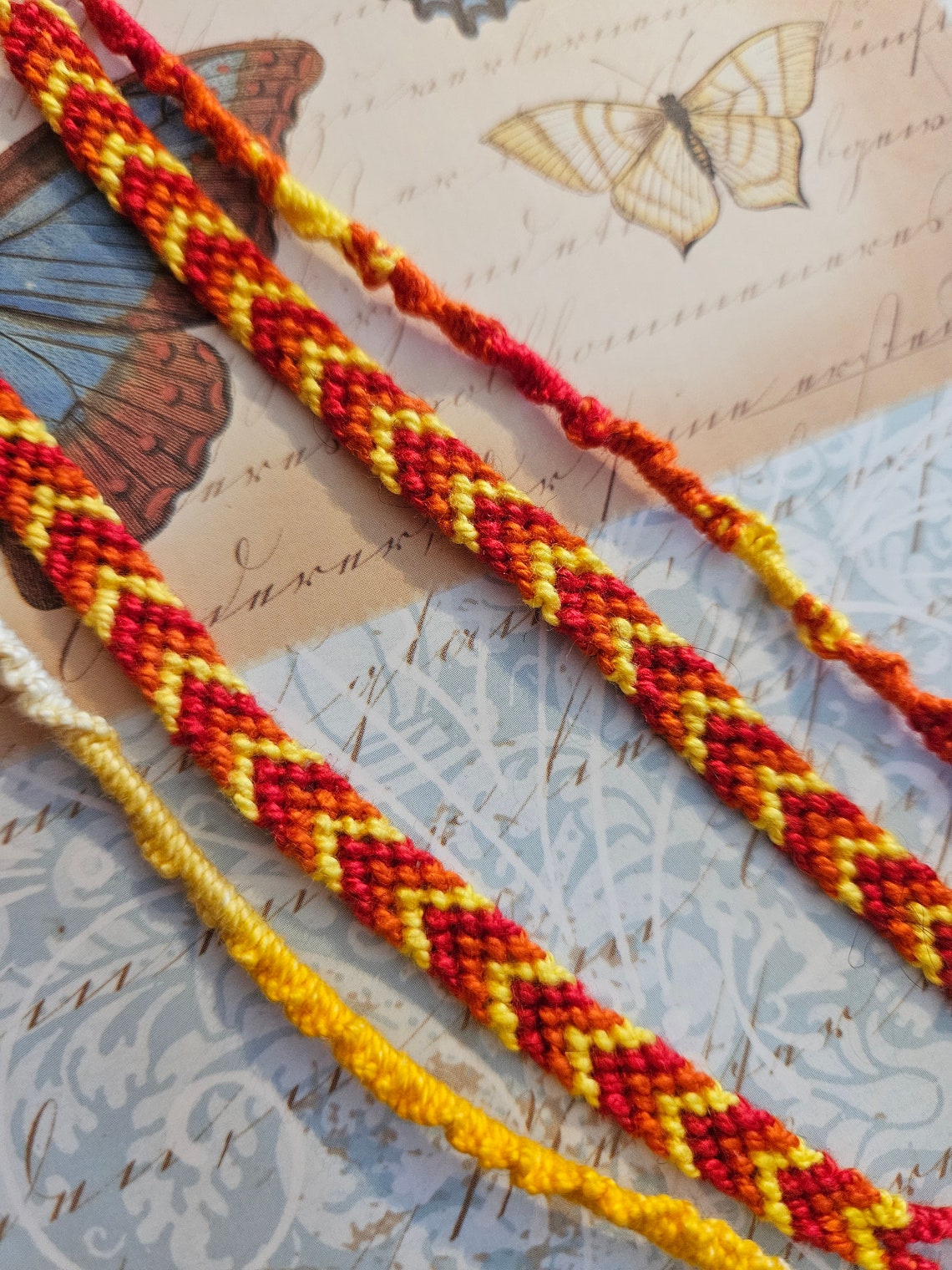 Bright Red Orange Yellow Friendship Bracelet Set four Bracelets, 90s ...