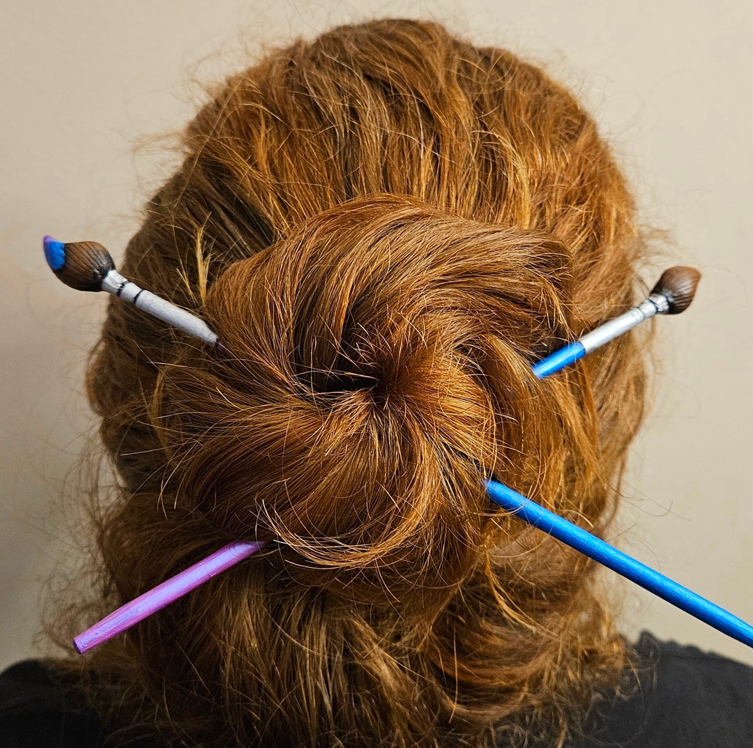 Two Piece: Paintbrush Inspired Hair Sticks, Hair Chopstick, Art Lover ...