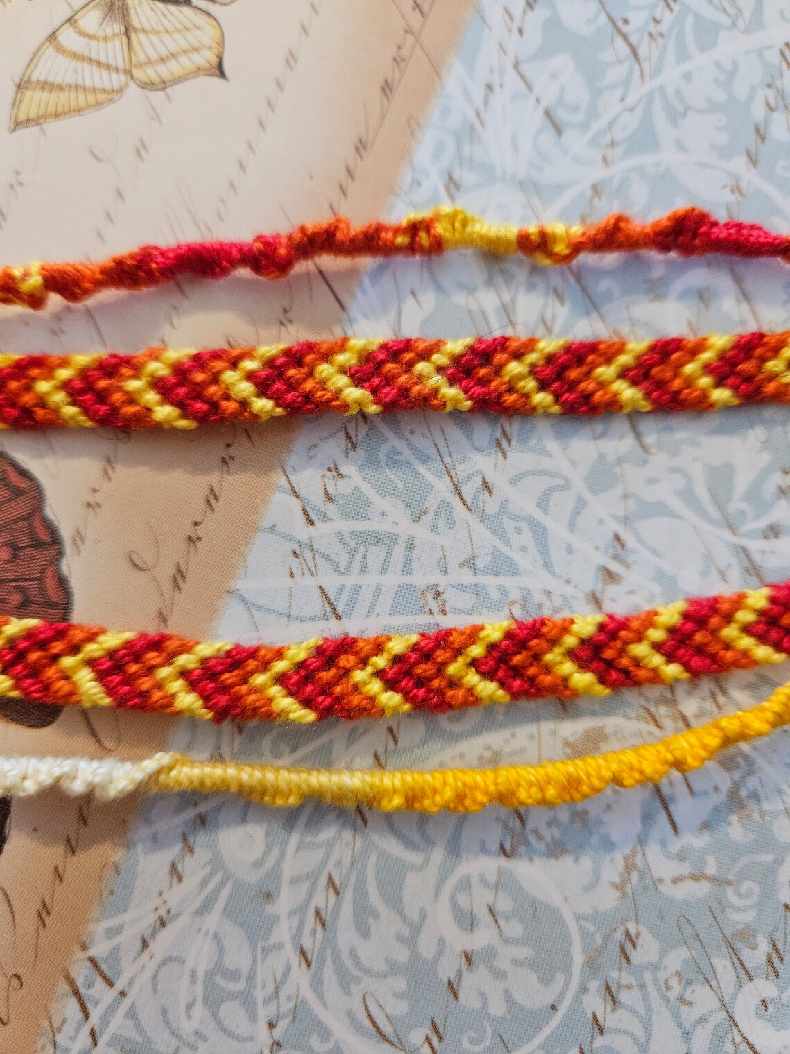 Bright Red Orange Yellow Friendship Bracelet Set four Bracelets, 90s ...