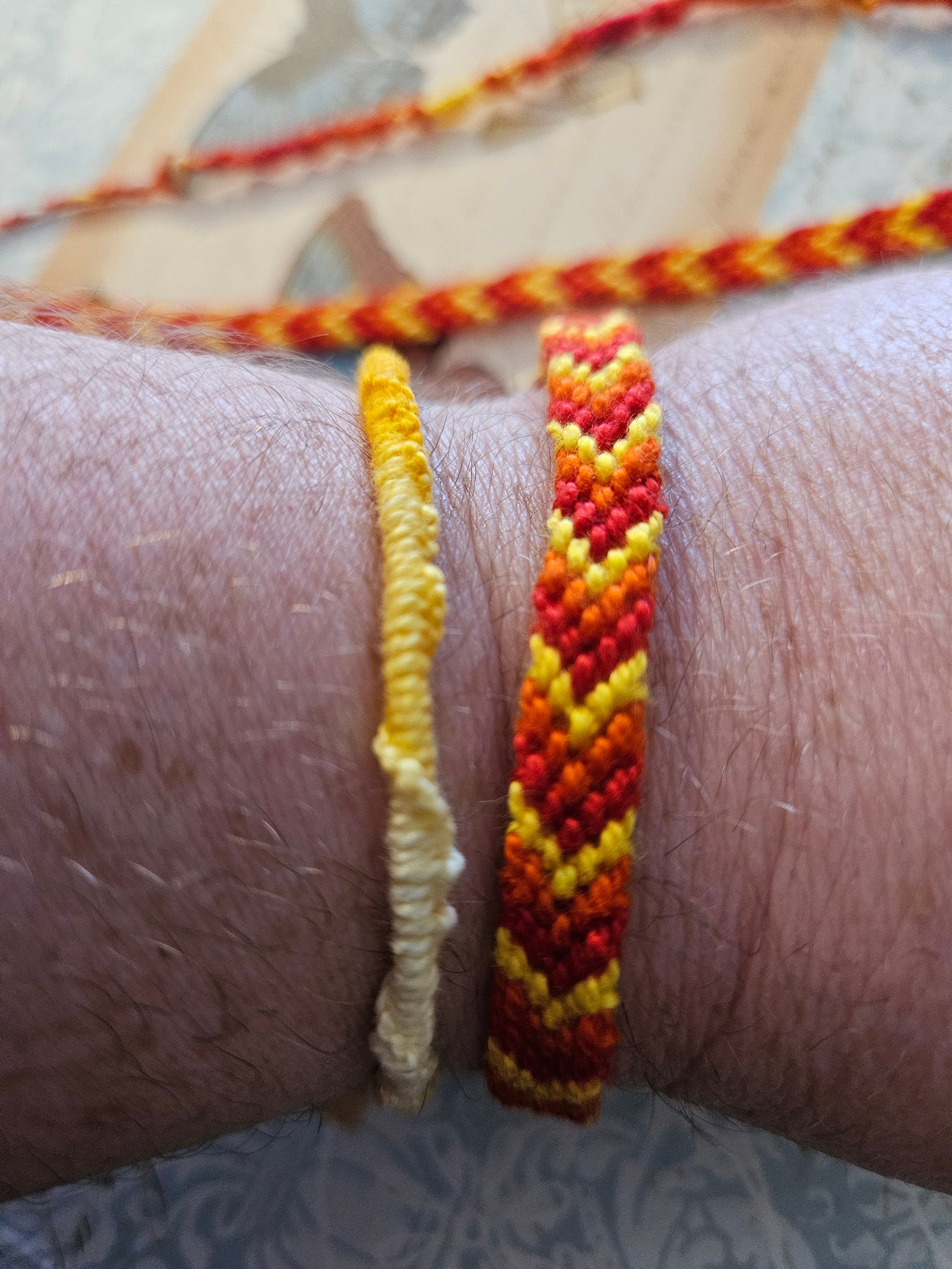 Bright Red Orange Yellow Friendship Bracelet Set four Bracelets, 90s ...