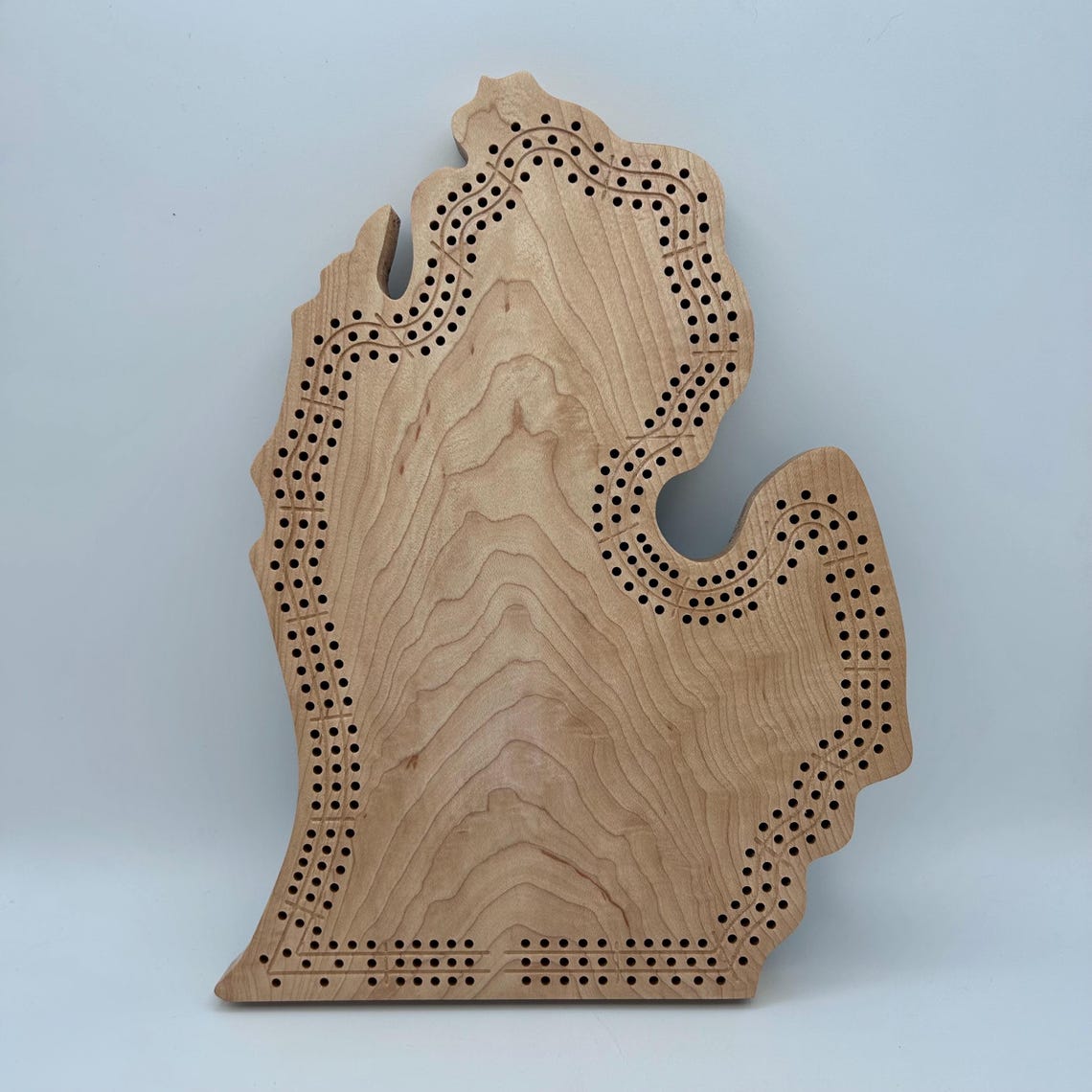 Michigan Cribbage Board - Maple Wood, Felt Backing, 4 Player, 3 Lanes ...