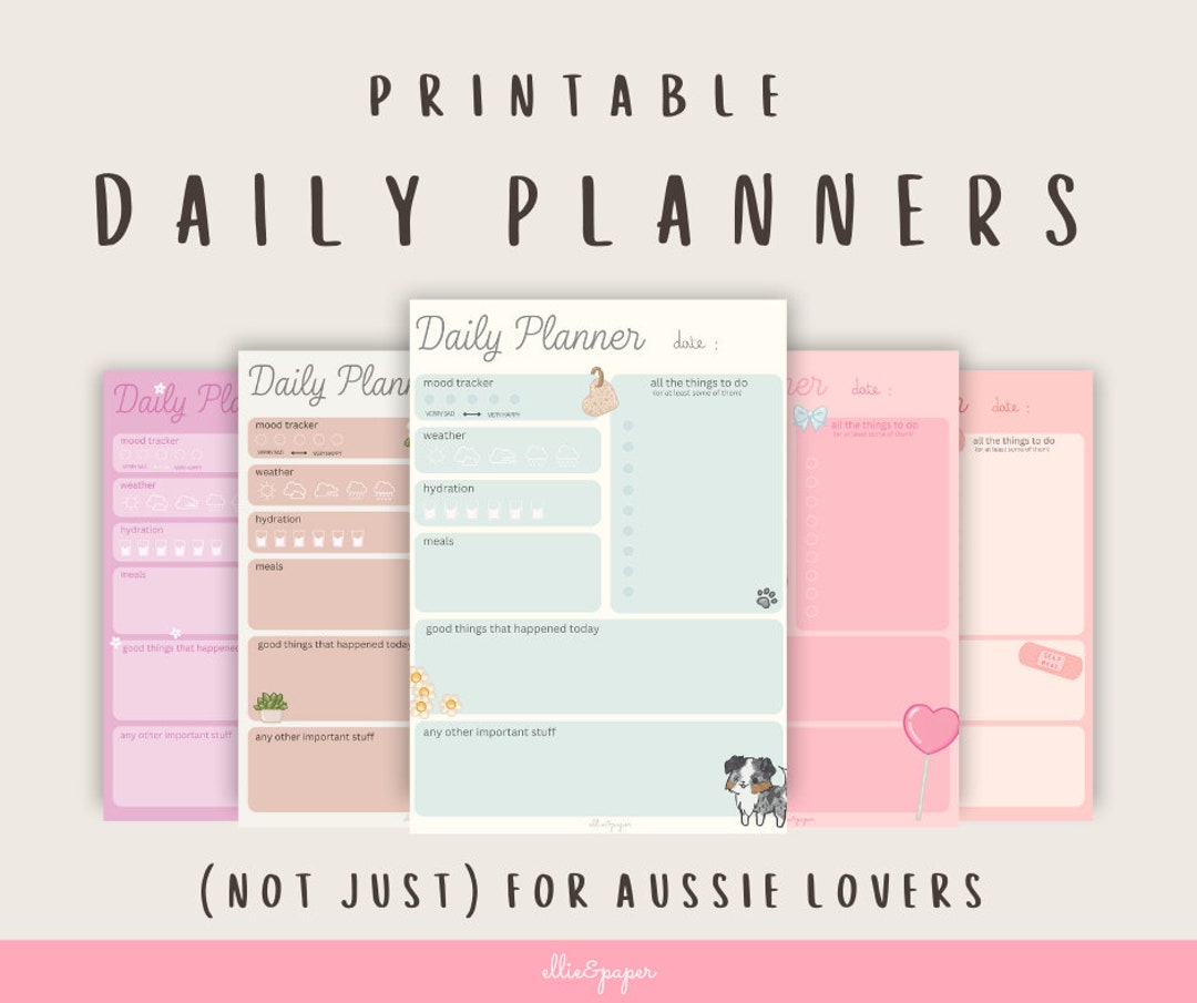 Printable Daily Planners (spring and Valentines Day Inspired Hand-drawn ...