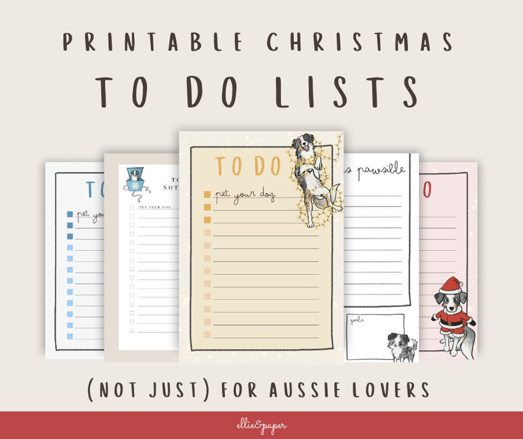 Printable Christmas to Do Lists (with Australian Shepherd Illustrations ...