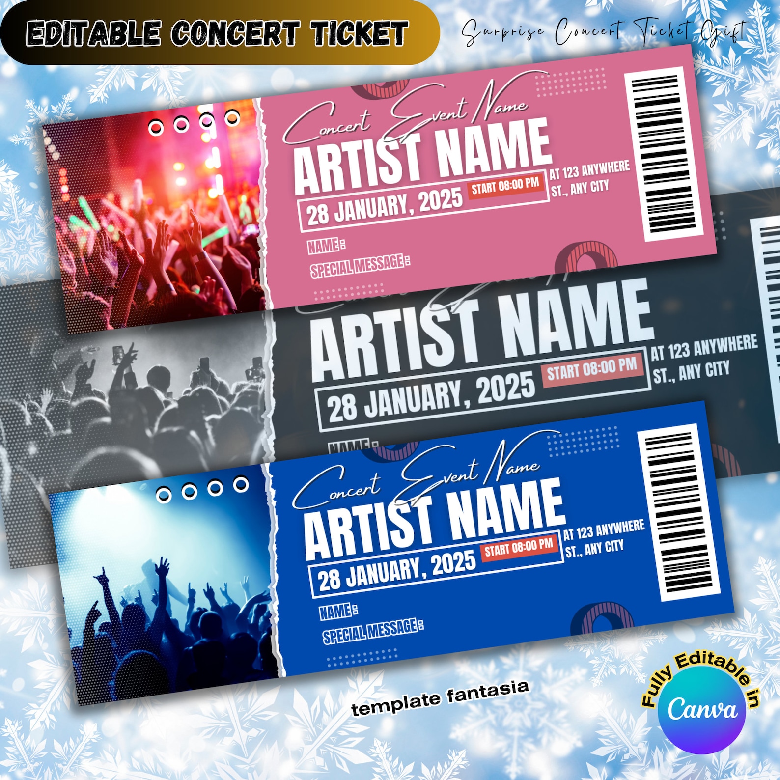Customised Ticket, Fake Concert Ticket, Concert Ticket Print, Custom ...