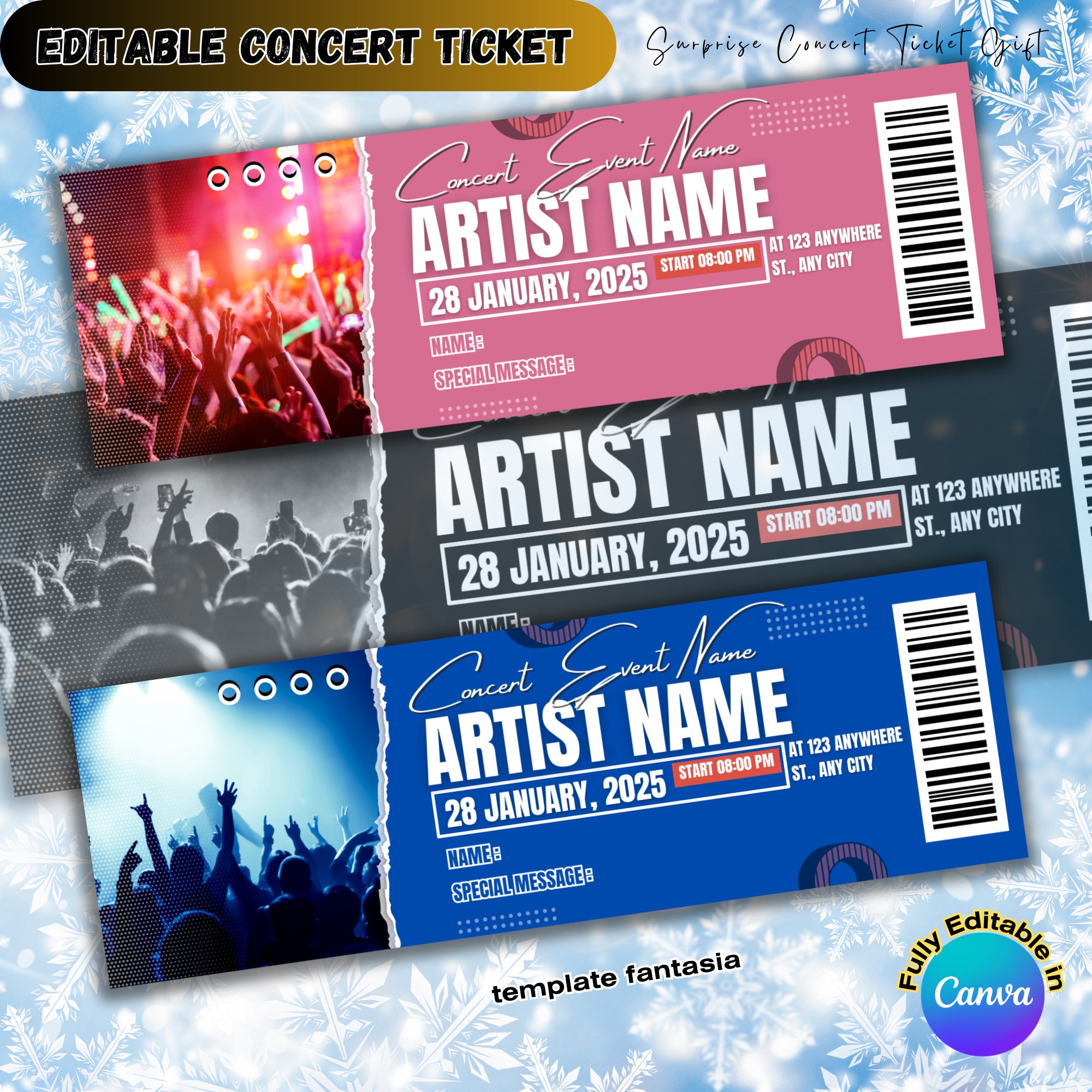 Customised Ticket, Fake Concert Ticket, Concert Ticket Print, Custom ...