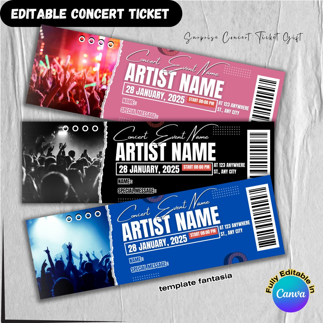 Customised Ticket, Fake Concert Ticket, Concert Ticket Print, Custom ...
