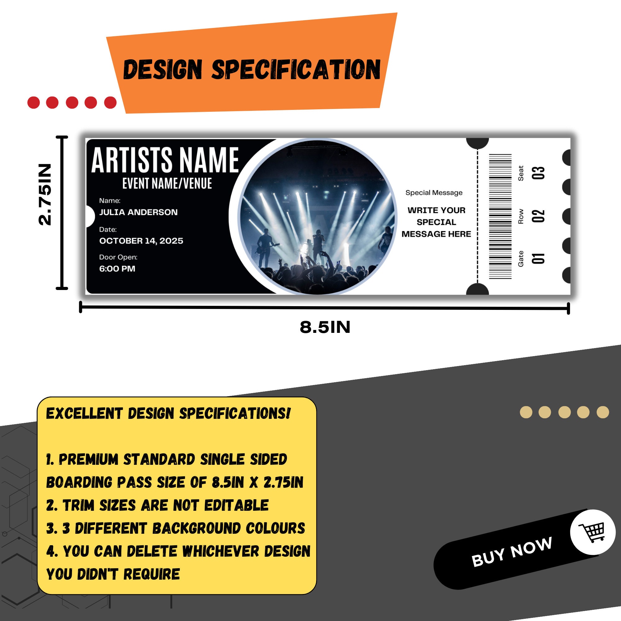 DIY Concert Ticket, Concert Pass Gift, Fake Concert Pass, Concert ...