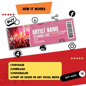 Customised Ticket, Fake Concert Ticket, Concert Ticket Print, Custom ...