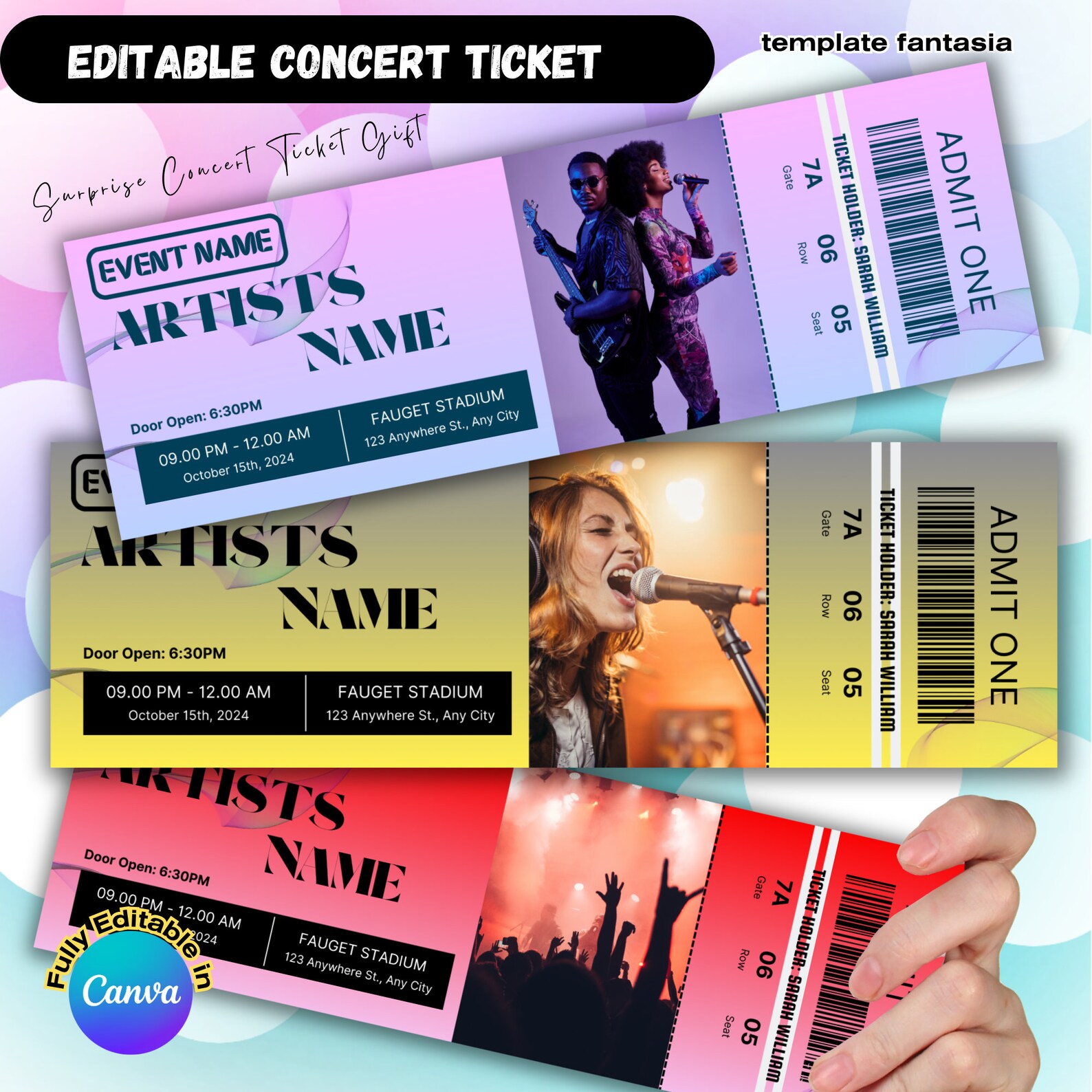 Diy Concert Ticket, Fake Concert Ticket, Printable Concert Ticket ...
