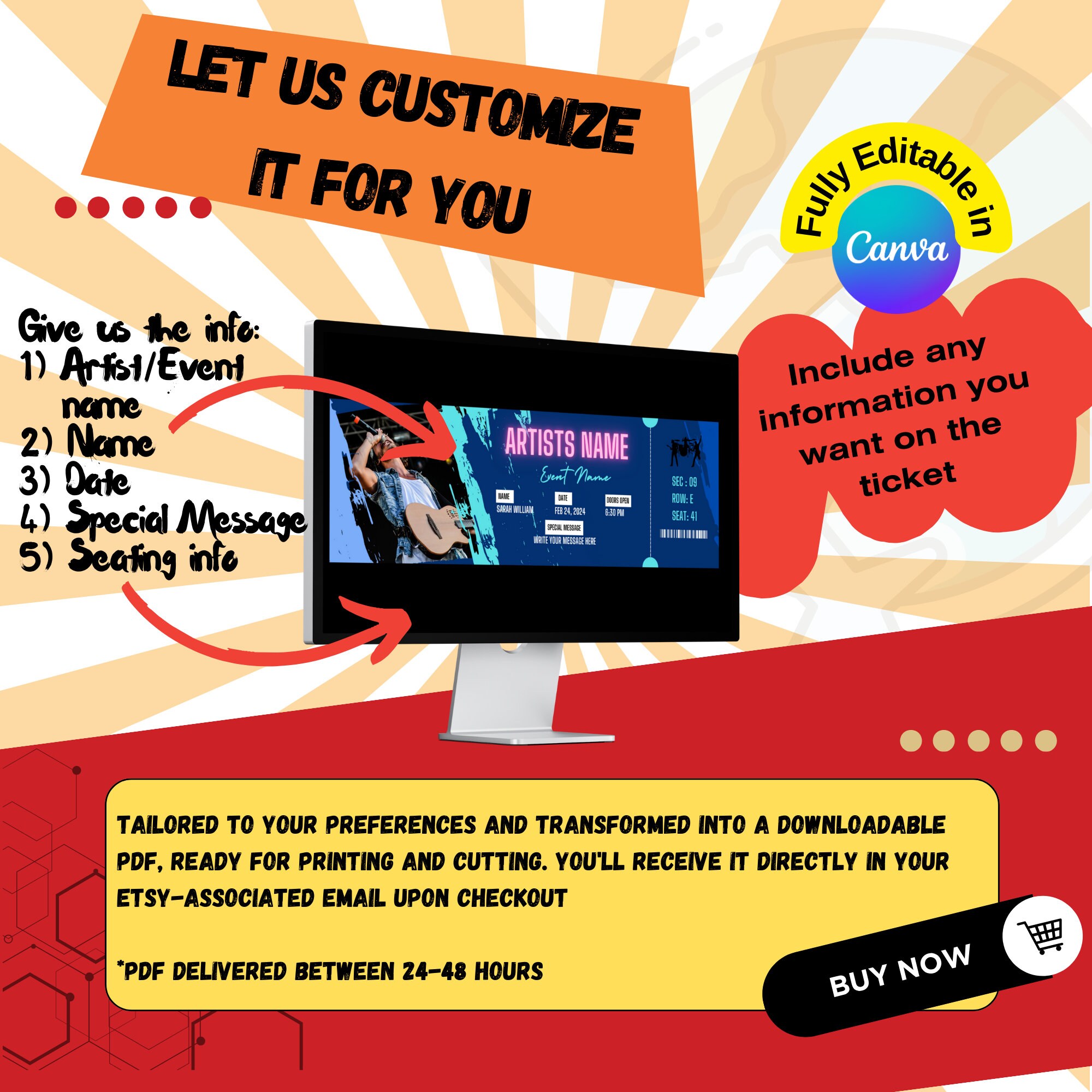 Customised Ticket, Fake Concert Ticket, Concert Ticket Print, Custom ...