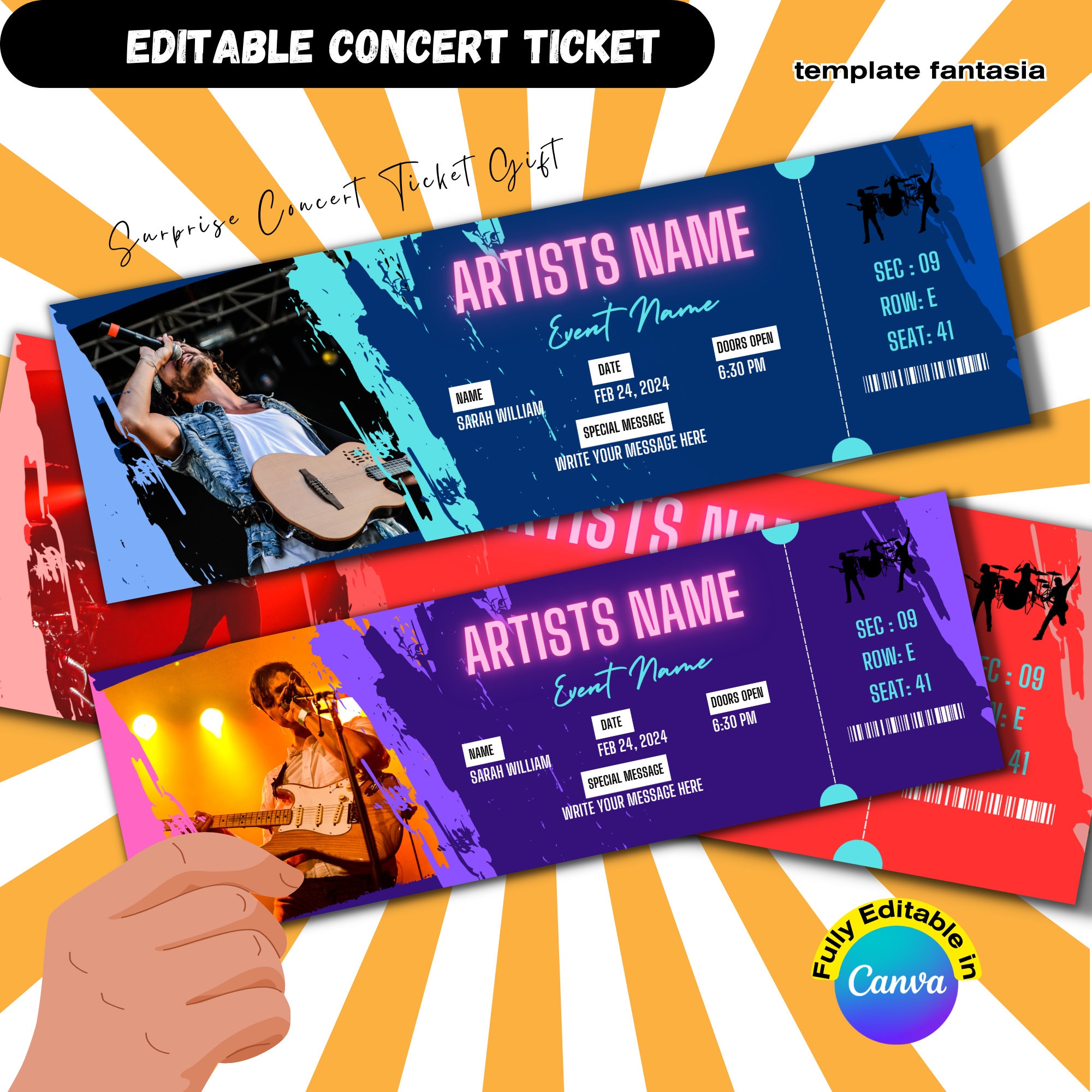 Customised Ticket Fake Concert Ticket Concert Ticket Print - Etsy