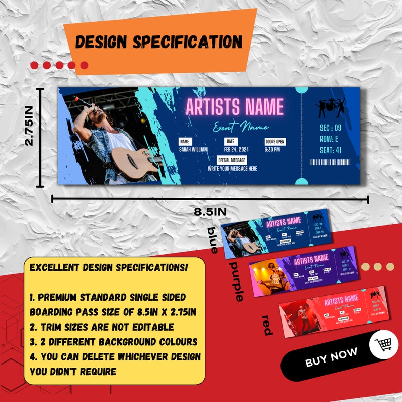 Customised Ticket, Fake Concert Ticket, Concert Ticket Print, Custom ...