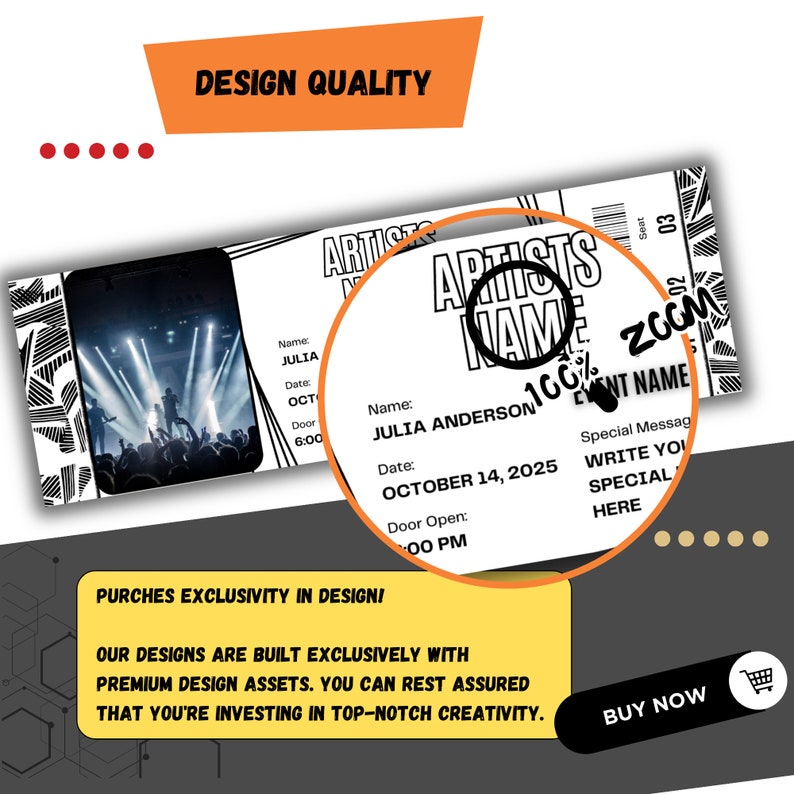 Printable Concert Ticket Template Fun Fake Concert Ticket for DIY Gifts ...