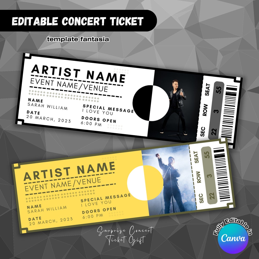 Concert Invitation, Fake Concert Tickets, Gig Ticket, DIY Event Ticket ...