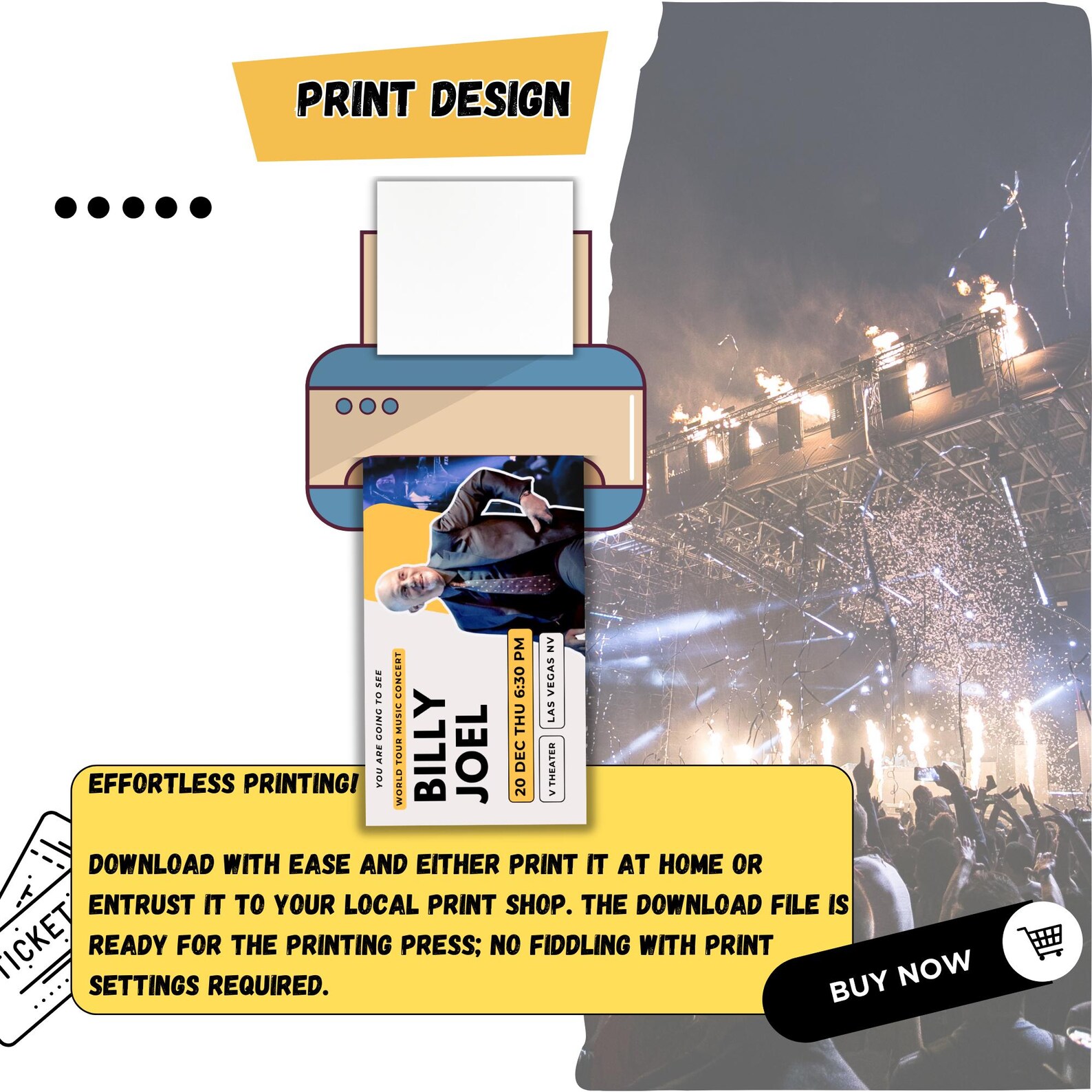 Personalized Billy Joel Ticket Surprise Gift – Stylish Billy Joel ...