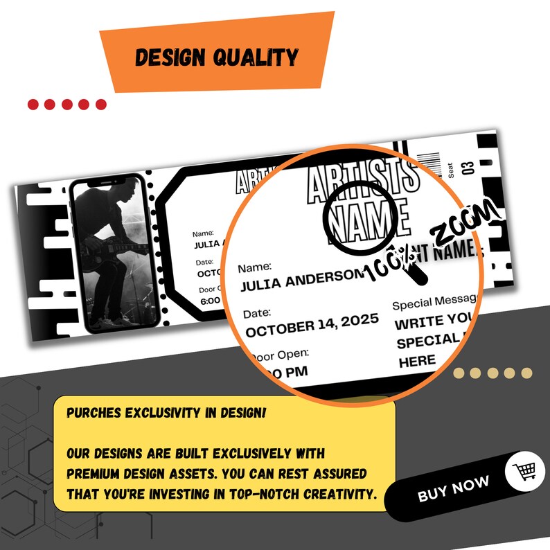 Custom Concert Ticket Template Gift, Personalised Fake DIY Surprise Gig ...