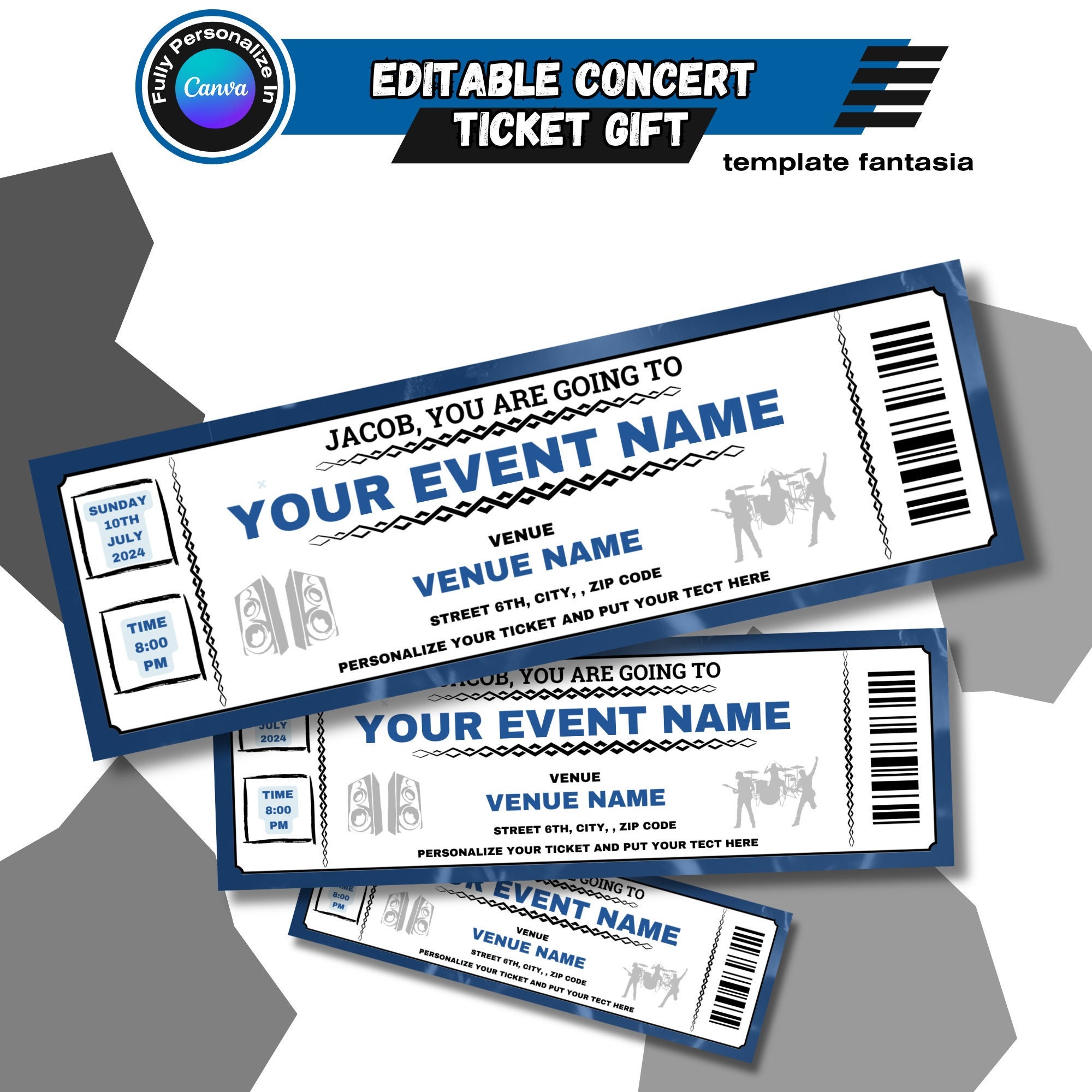 Event Ticket Template, EDITABLE DIY Event Printable, Surprise Getaway Invitation, Musical ...