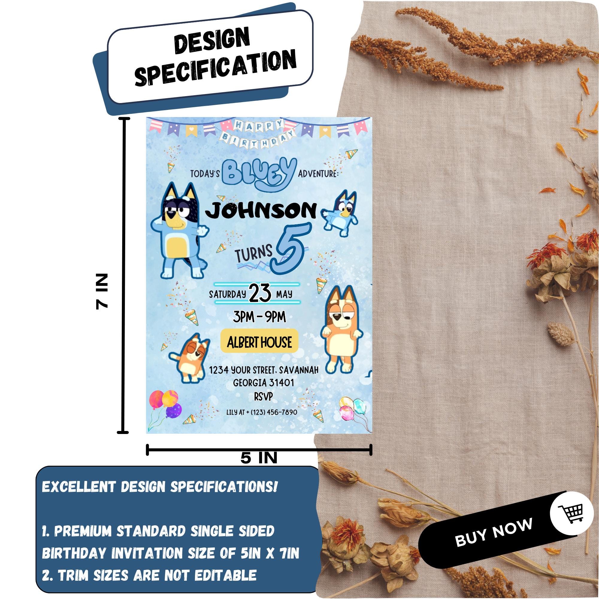 Printable Bluey Invitation | Bluey Birthday Invitation Digital Download ...