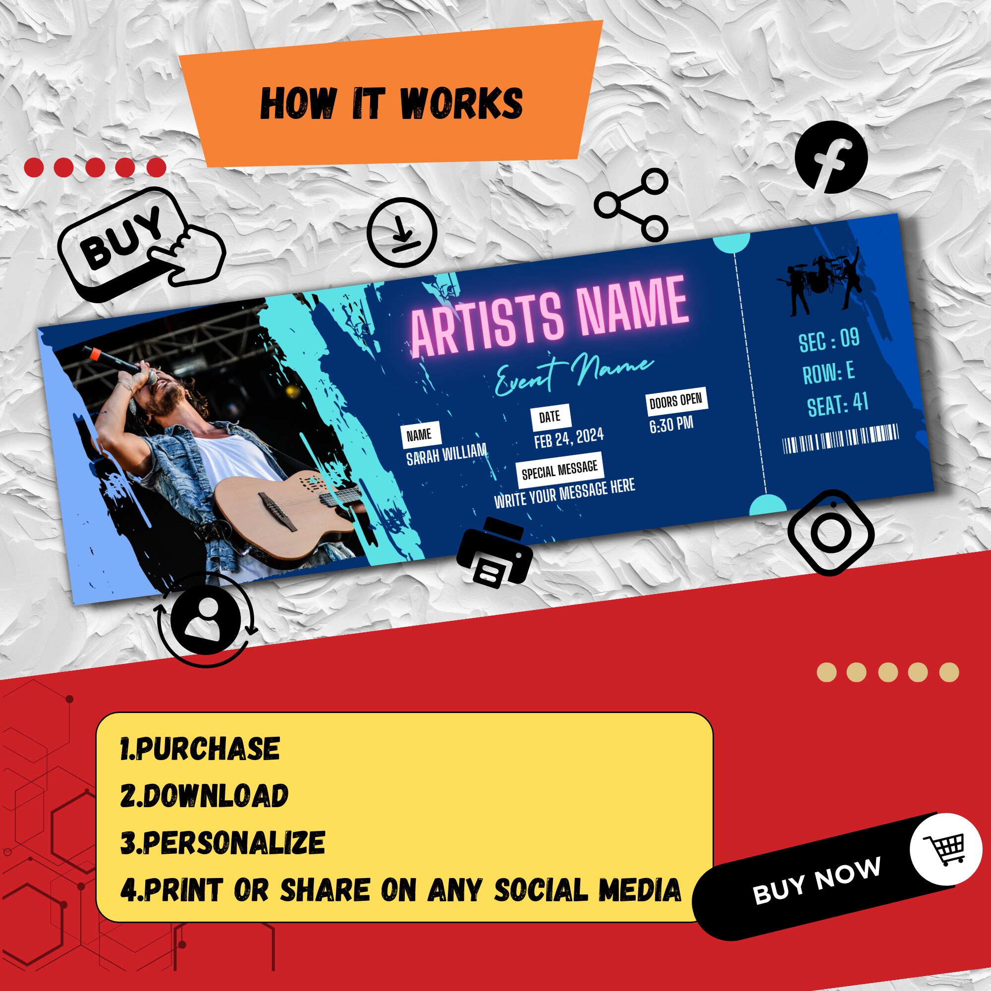 Customised Ticket, Fake Concert Ticket, Concert Ticket Print, Custom ...