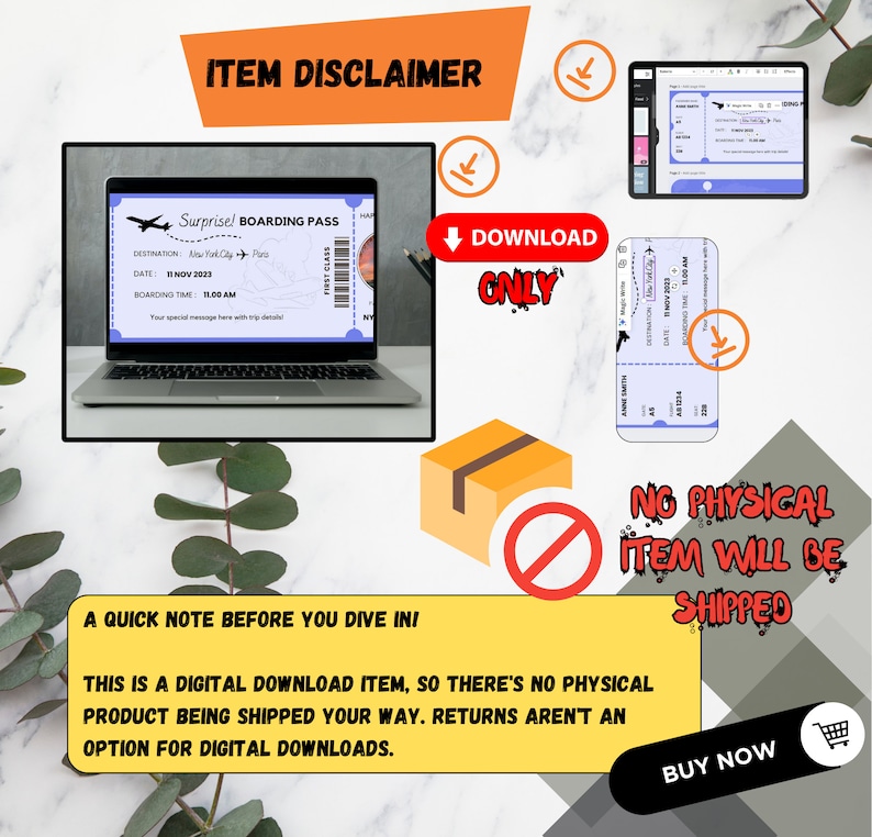 Airline Ticket Canva, Fake Plane Ticket, Surprise Flight, Travel Ticket ...