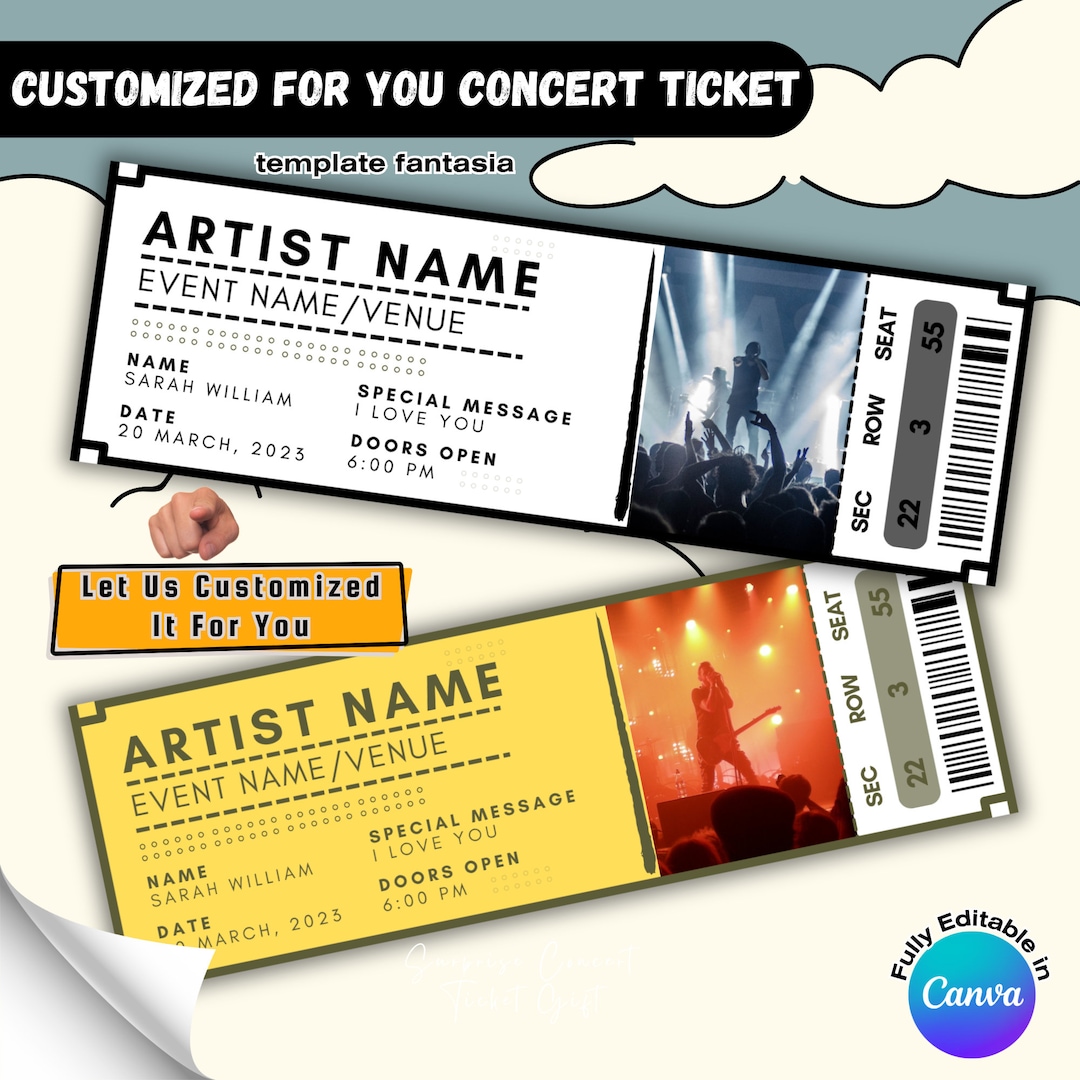 Customised Ticket, Fake Concert Ticket, Concert Ticket Print, Custom ...