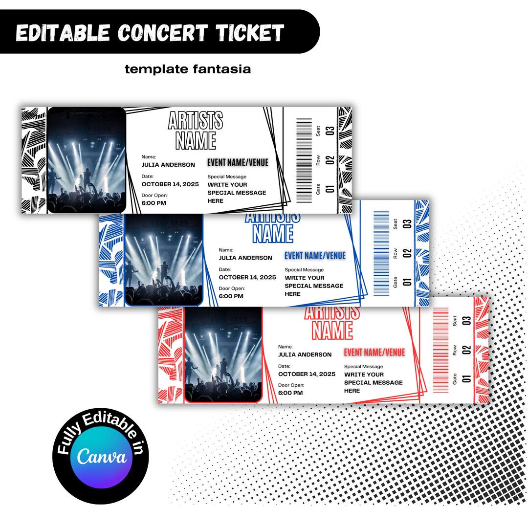 Customised Ticket, Fake Concert Ticket, Concert Ticket Print, Custom ...