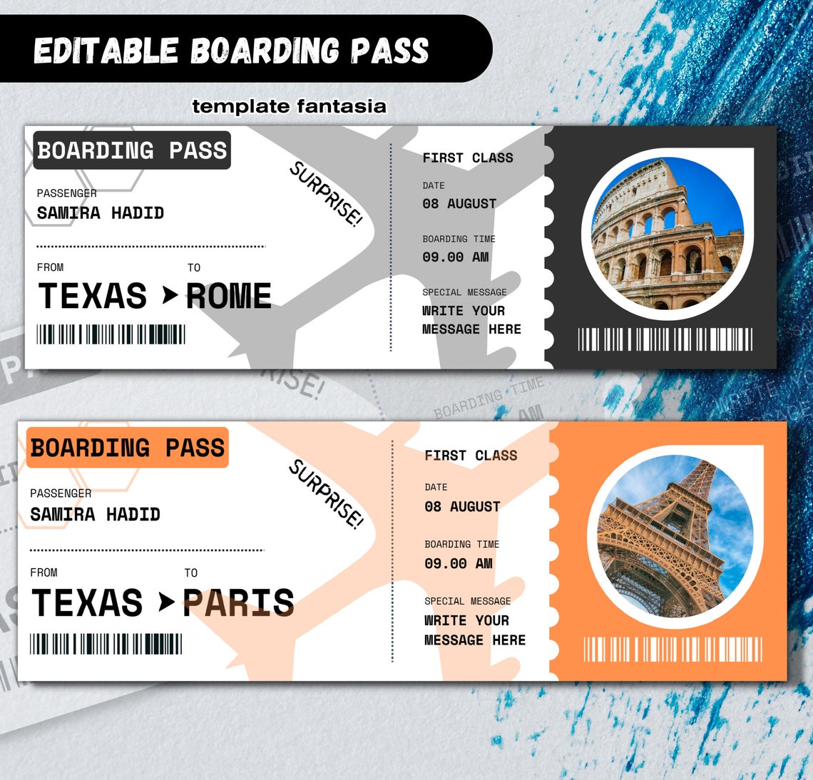 Custom Boarding Pass,faux Boarding Pass,airline Ticket Canva,fake Plane ...