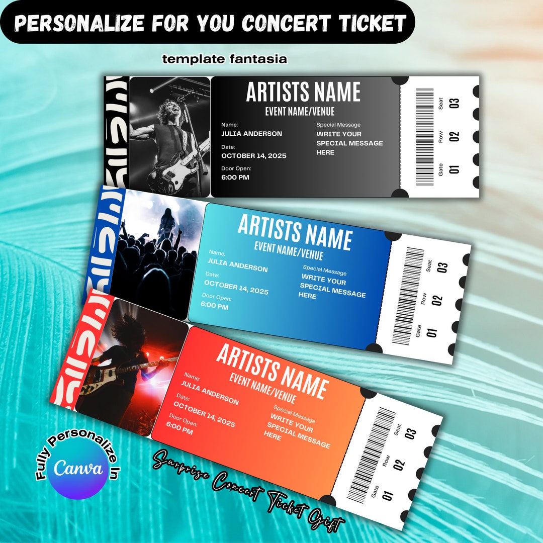 Customised Ticket, Fake Concert Ticket, Concert Ticket Print, Custom ...