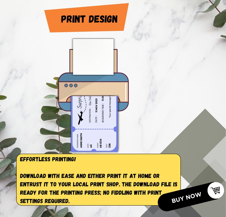 Airline Ticket Canva, Fake Plane Ticket, Surprise Flight, Travel Ticket ...