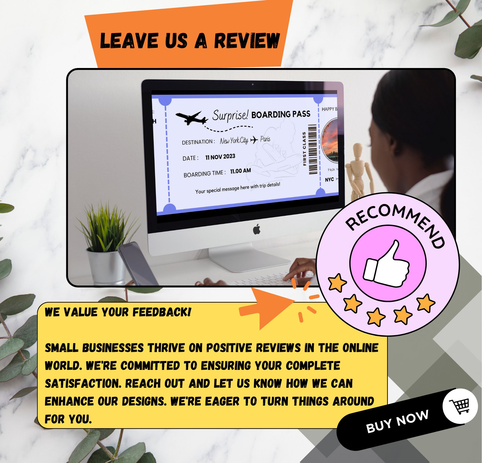 Airline Ticket Canva, Fake Plane Ticket, Surprise Flight, Travel Ticket ...