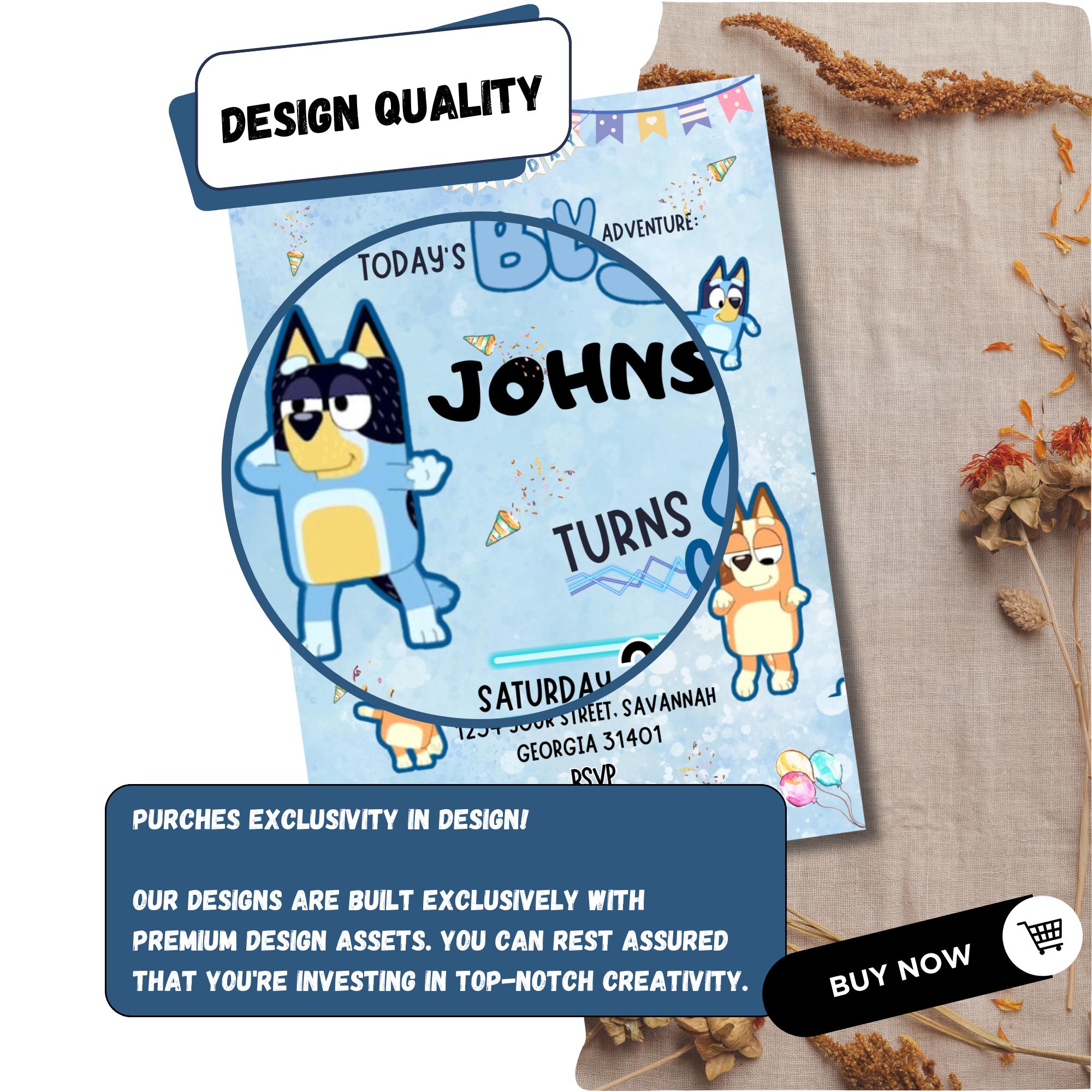 Printable Bluey Invitation | Bluey Birthday Invitation Digital Download ...