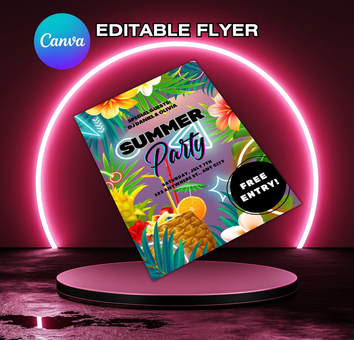 Printable DIY Summer Flyer Canva Party Flyerse Summer Break - Etsy