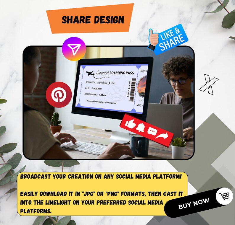 Airline Ticket Canva, Fake Plane Ticket, Surprise Flight, Travel Ticket ...