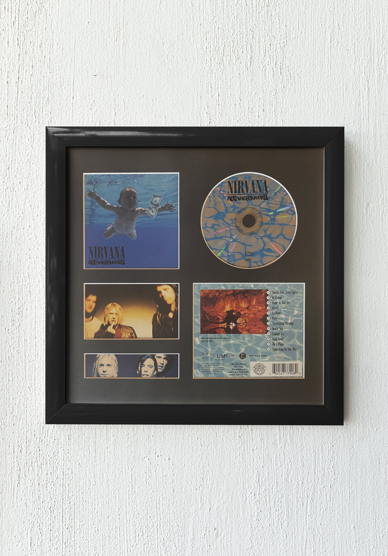 Nirvana Nevermind Album Framed Retro CD Custom Mounted Wall Art Display ...