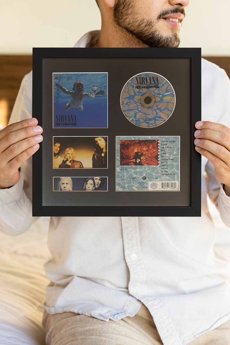 Nirvana Nevermind Album Framed Retro CD Custom Mounted Wall Art Display ...