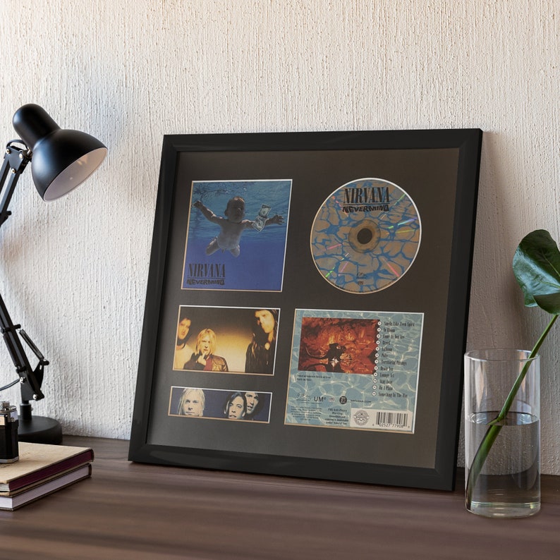 Nirvana Nevermind Album Framed Retro CD Custom Mounted Wall Art Display ...