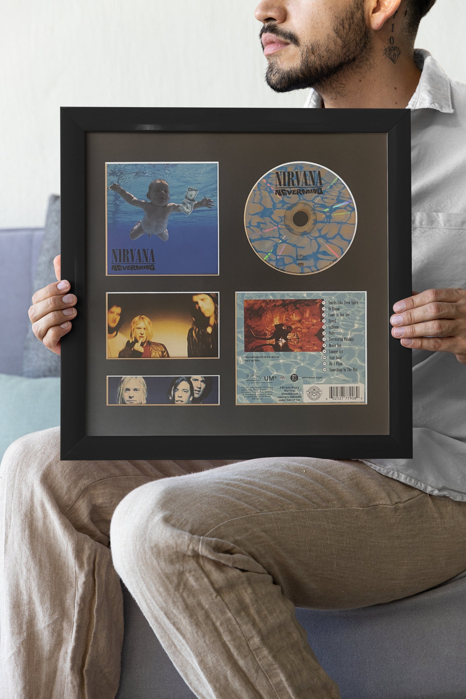 Nirvana Nevermind Album Framed Retro CD Custom Mounted Wall Art Display ...
