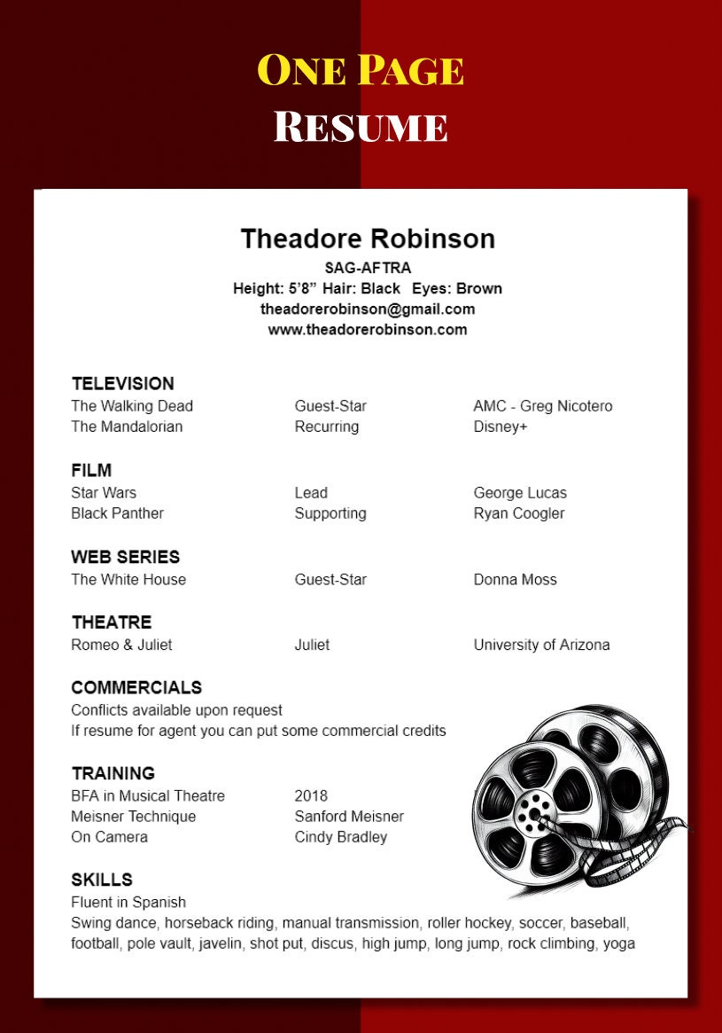 Entertainment Resume Actor Resume Template Actress Resume Theatrical ...