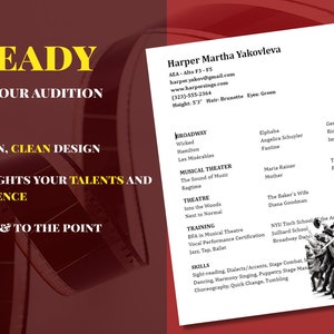 Musical Theater Resume Template: Professional Performer Resume - Etsy