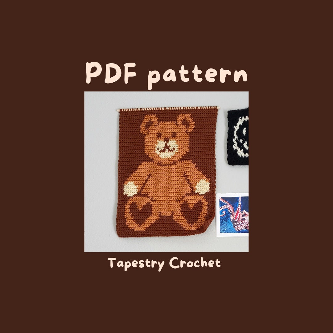 Teddy Bear Tapestry Crochet PDF Pattern, Cute Bear With Heart Paws ...