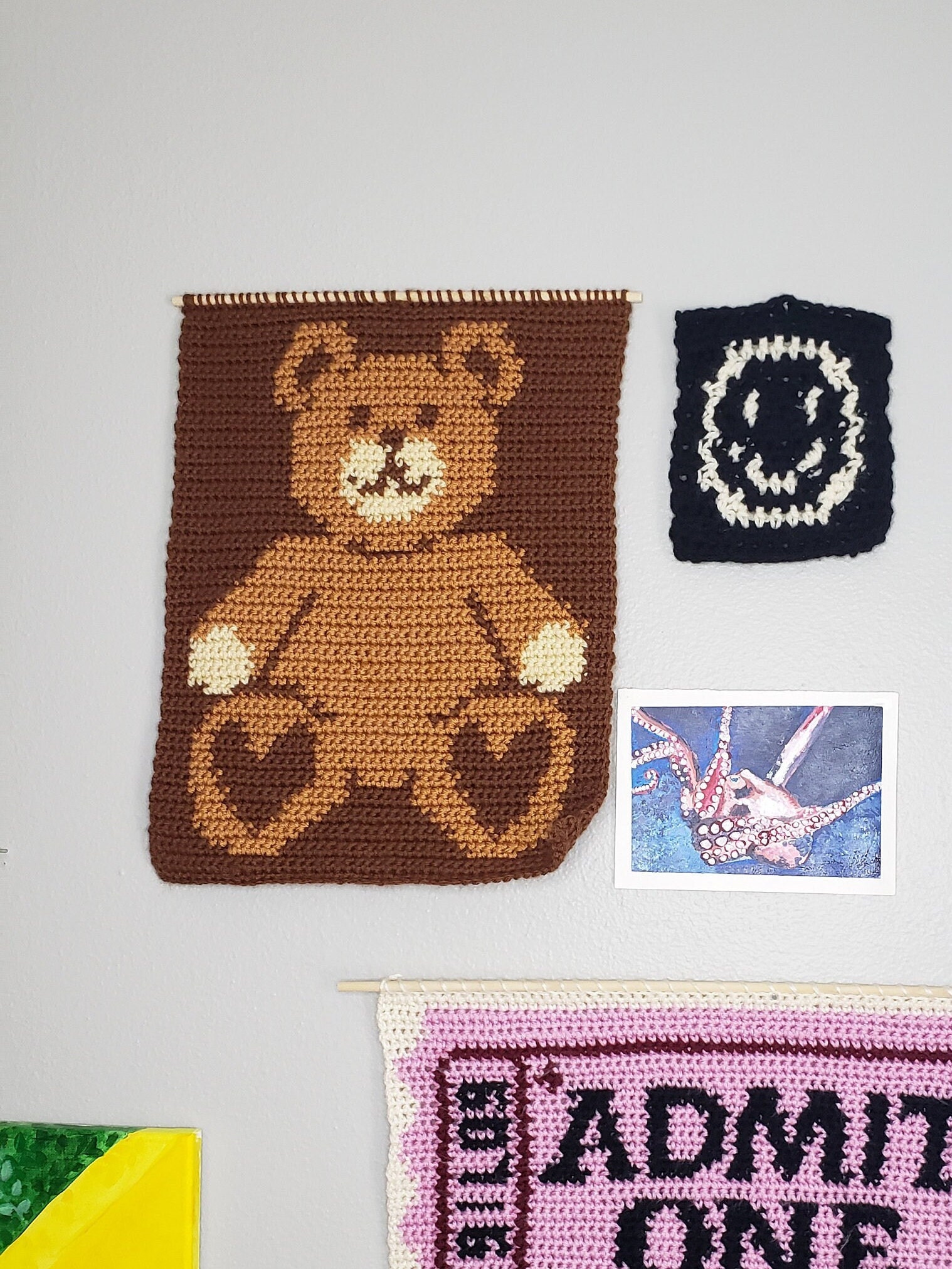 Teddy Bear Tapestry Crochet PDF Pattern, Cute Bear With Heart Paws ...