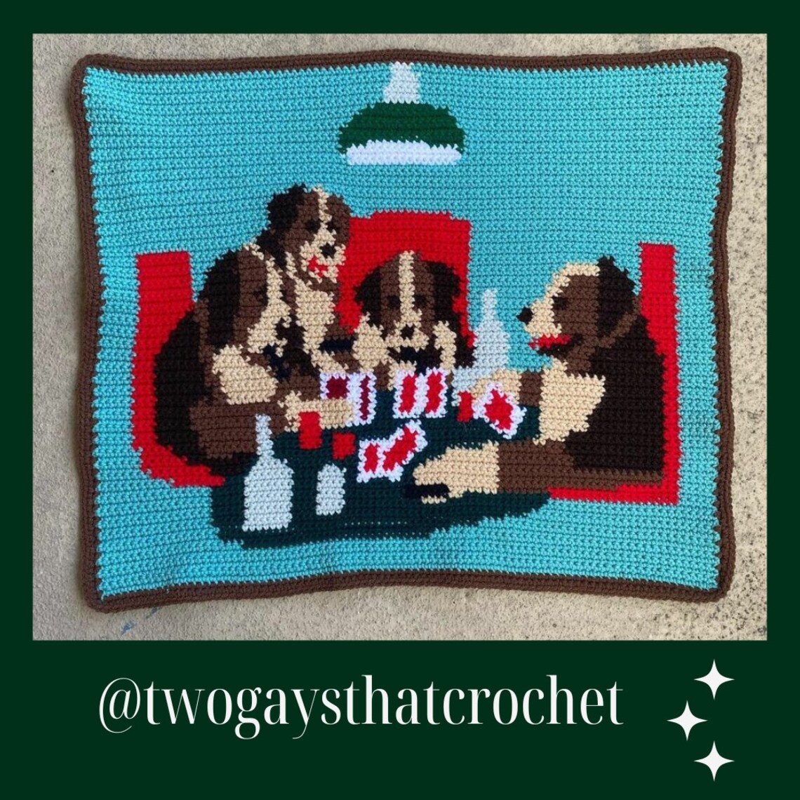 Dogs Playing Poker Tapestry Crochet PDF Pattern, Famous Painting Single ...